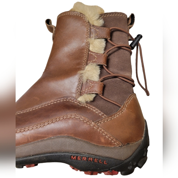 Merrell | Shoes | Merrell Penza Waterproof Cocoa Tan Fur Lined Leather ...